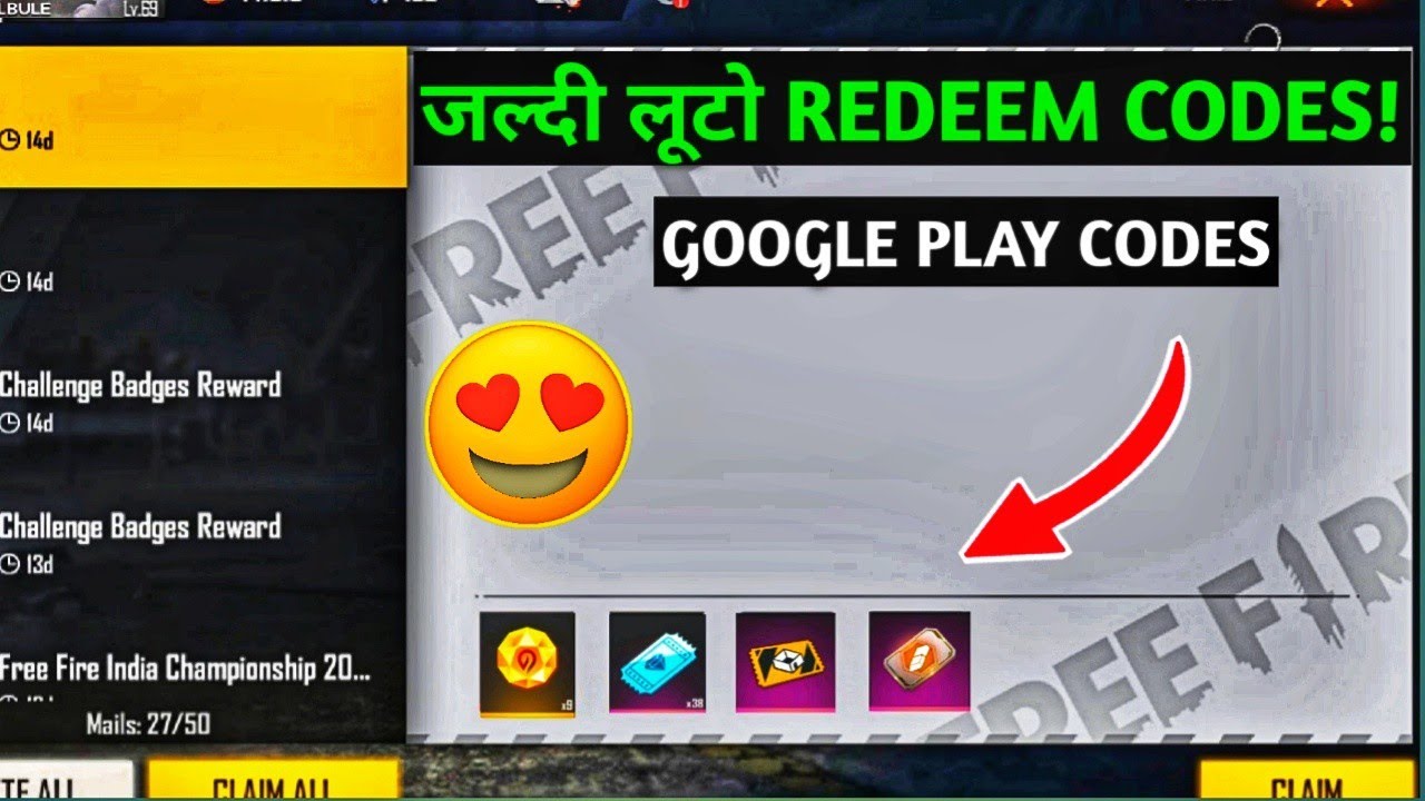 FF REWARDS REDEEM CODE | GOOGLE PLAY REDEEM CODE - YouTube