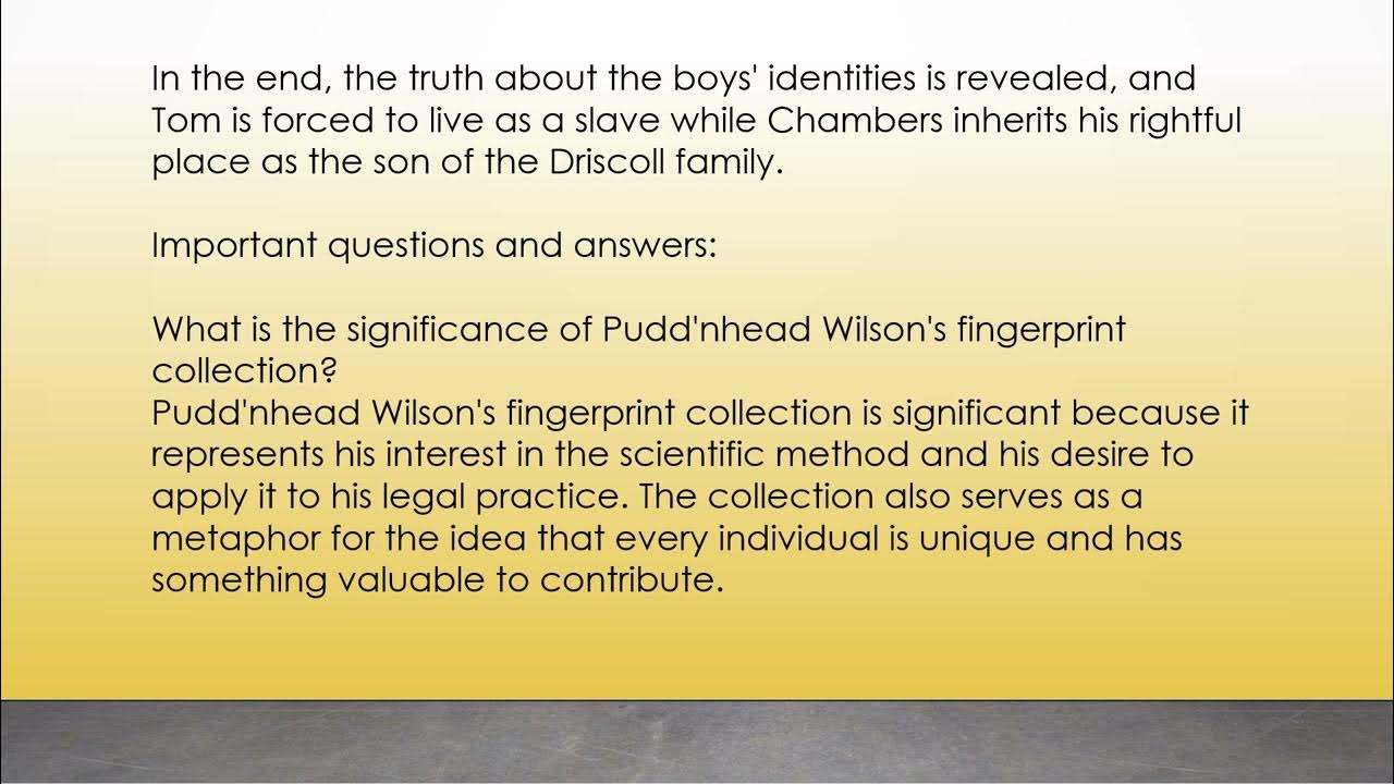 Pudd'nhead Wilson : by Mark Twain English : Law and Literature SEM 1 ...