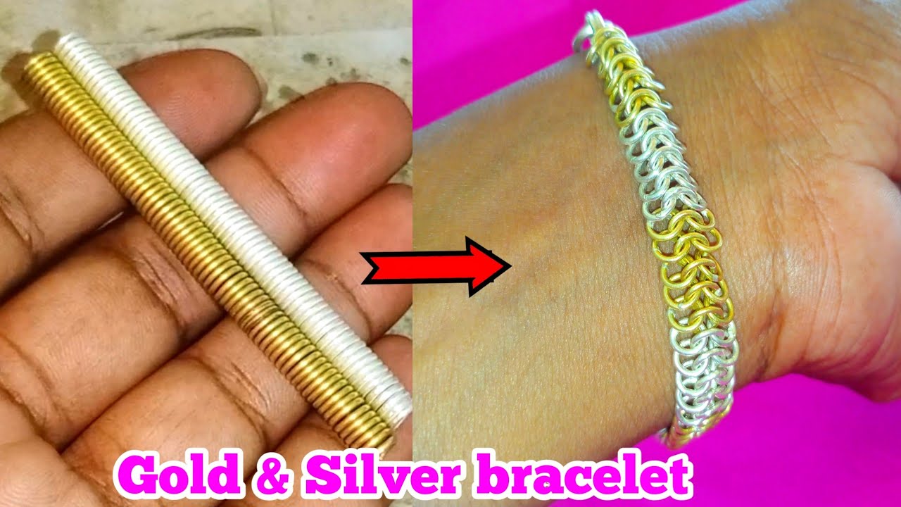 Gold and Silver mix Bracelet ! making bracelet design - YouTube
