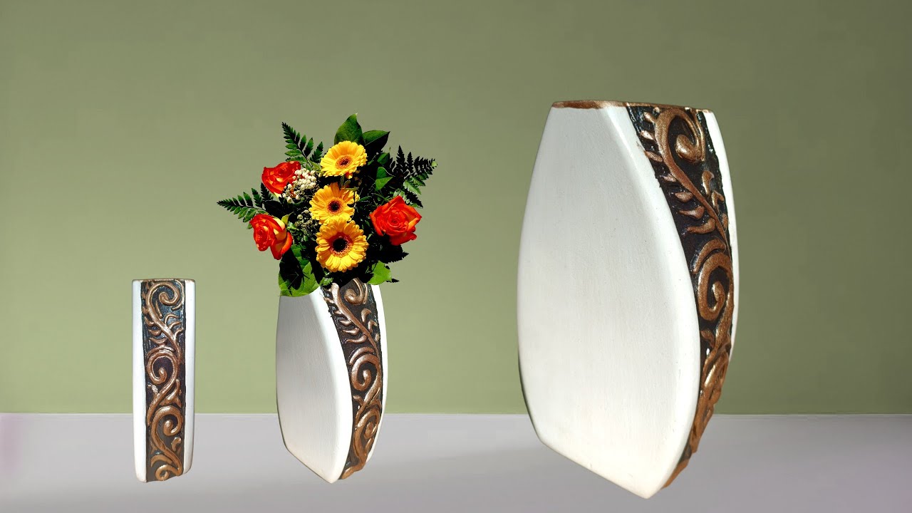 Stylist flower vase making||plaster flower vase||paper flower vase ...