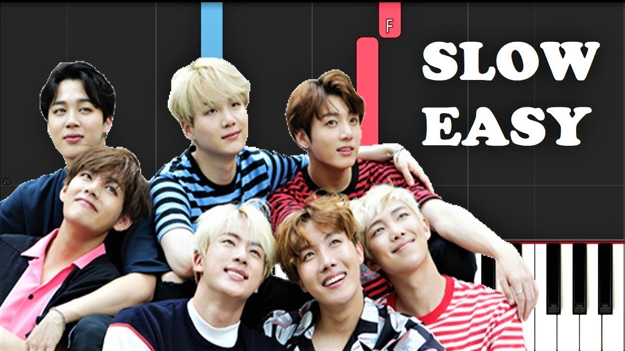 BTS - 'Lights' (SLOW EASY PIANO TUTORIAL) - YouTube