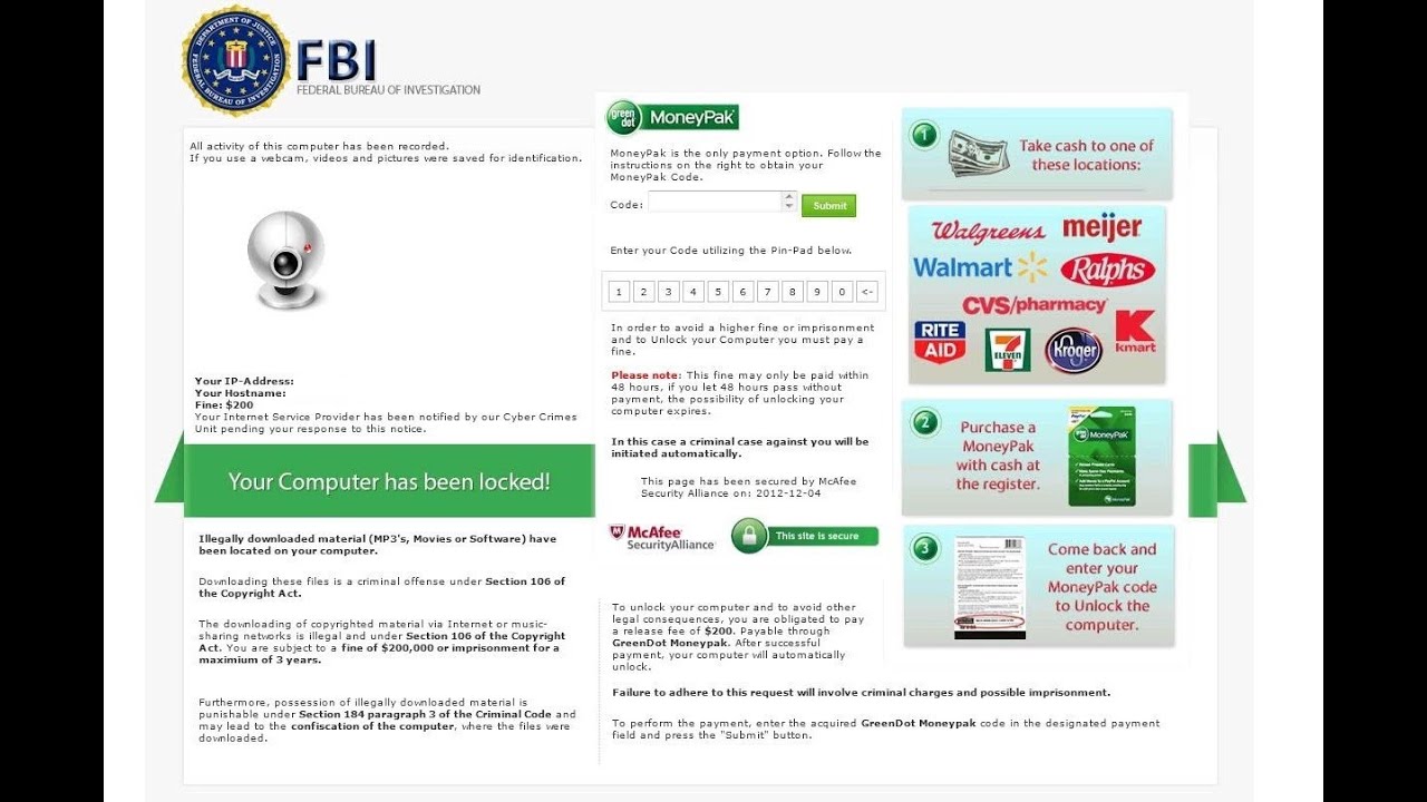 FBI MoneyPak Ransomware Virus - YouTube