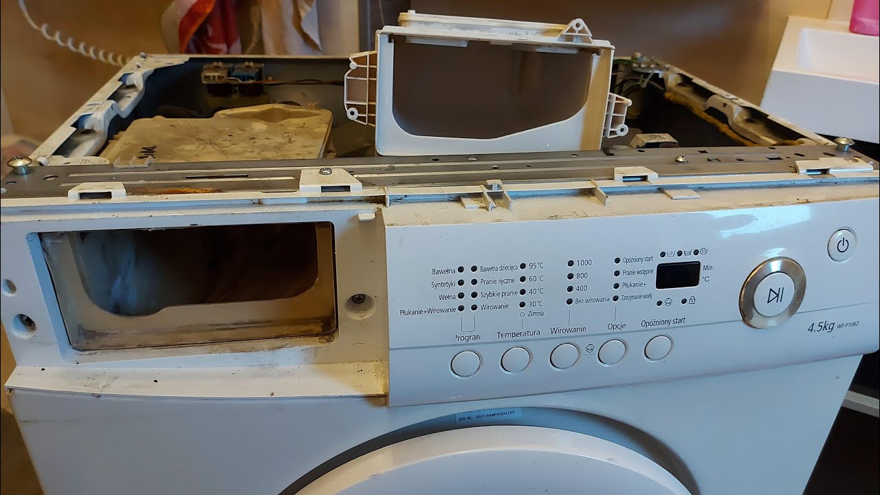 Naprawa pralki SAMSUNG WF-F1062 - wymiana dozownika i mocowania front ...