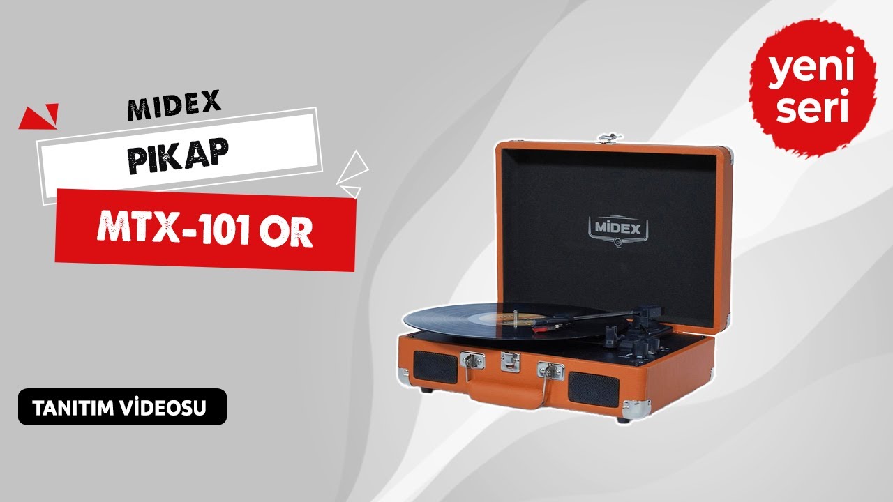 Midex Mtx-101OR Nostaljik Retro Pikap Plak Çalar (Şarjlı Bluetooth Aux ...