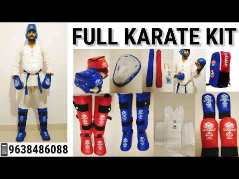 FULL KARATE KIT ARAWAZA, GOKAIDO, HANNA, AND ADIDAS KIT GLOVES, HEAD, CHEST, SHIN GUARD AND MORE