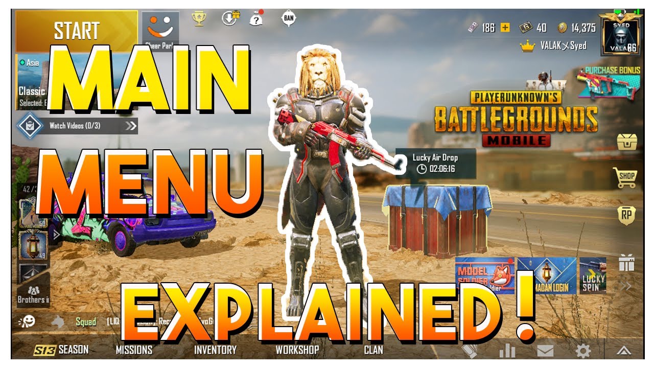 PUBG Mobile Dashboard/Main Menu EXPLAINED! | BEGINNER GUIDE - YouTube