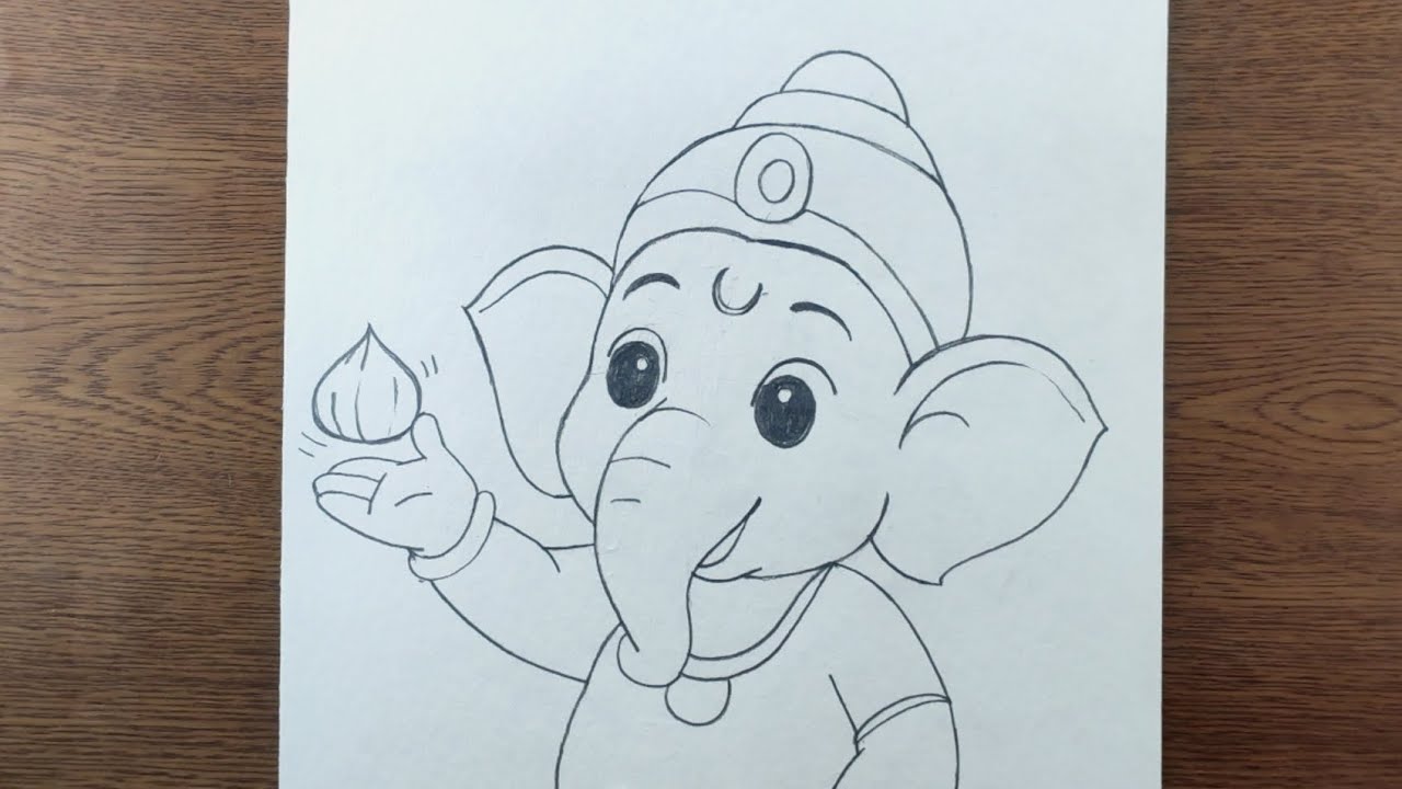 Modak chor balak ganeshan easy pencil outline drawing | gods drawing ...