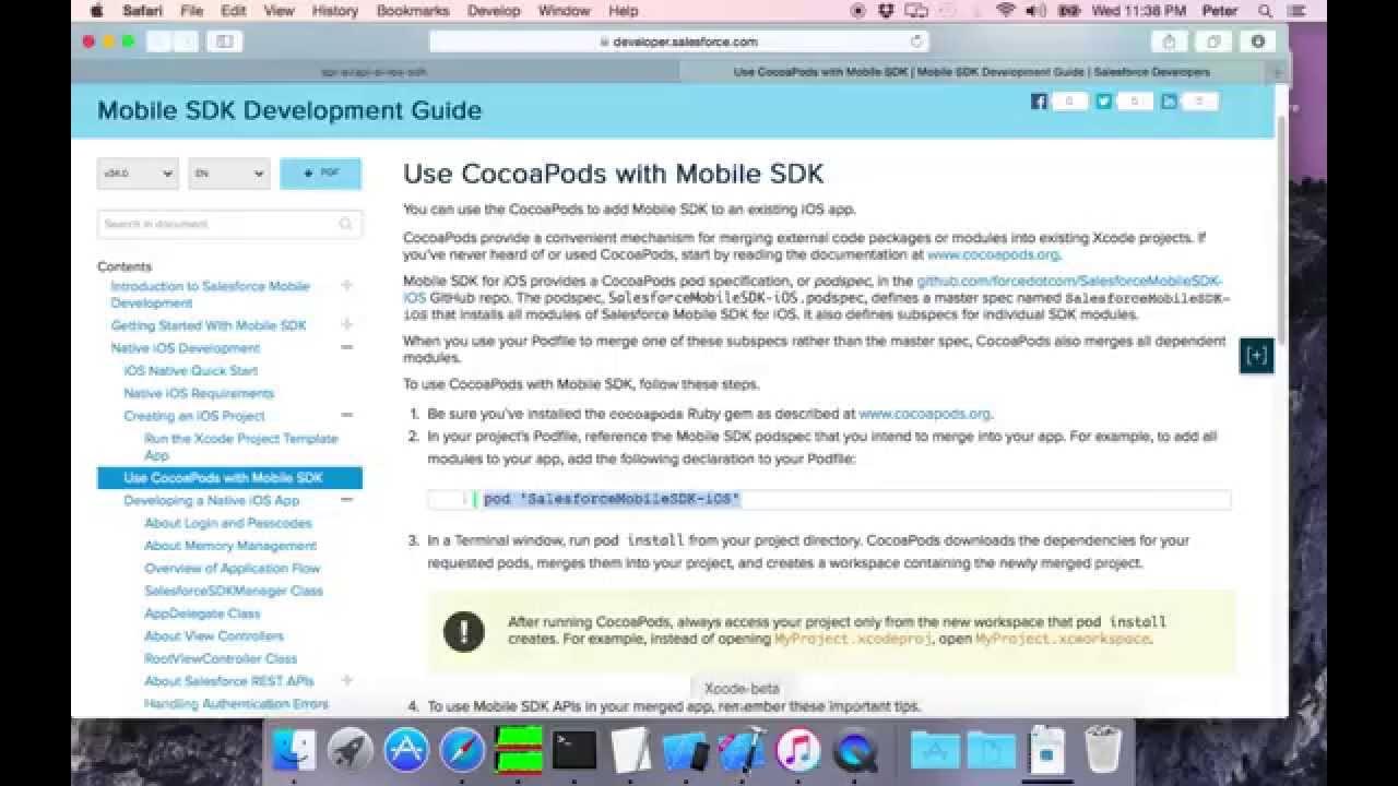 Xcode Integrate Salesforce iOS SDK using CocoaPods - YouTube