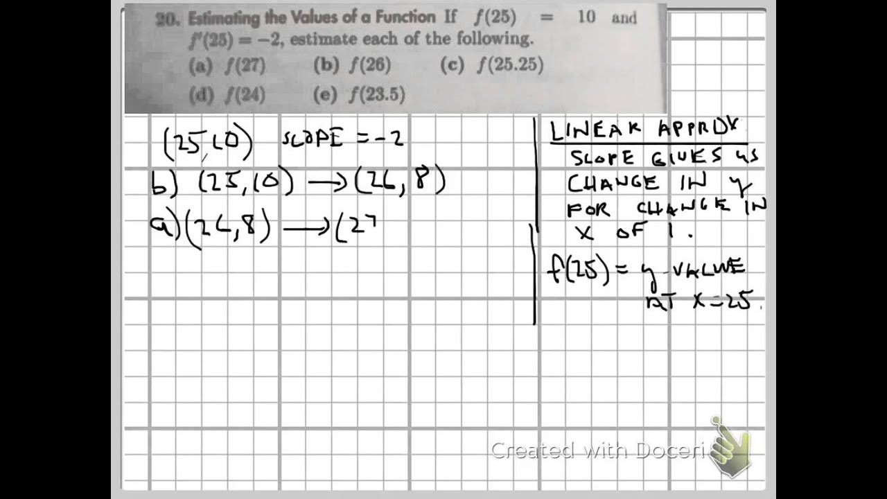 Linear Approximation - Using to estimate values of function at nearby ...