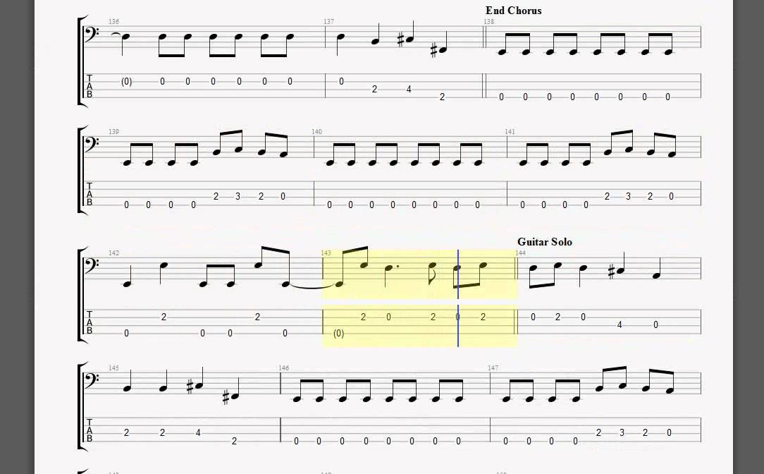Metallica Creeping Death Bass guitar tablature - YouTube
