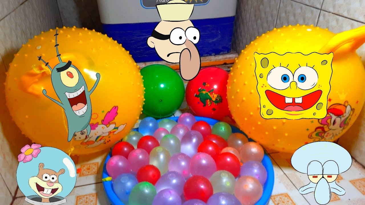 spongebob Squarepants Making Slime With Funy Balloons-statying slime ...