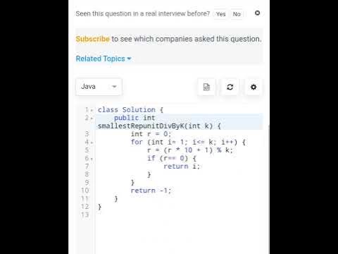 Leetcode - Smallest Integer Divisible by K #Shorts - YouTube