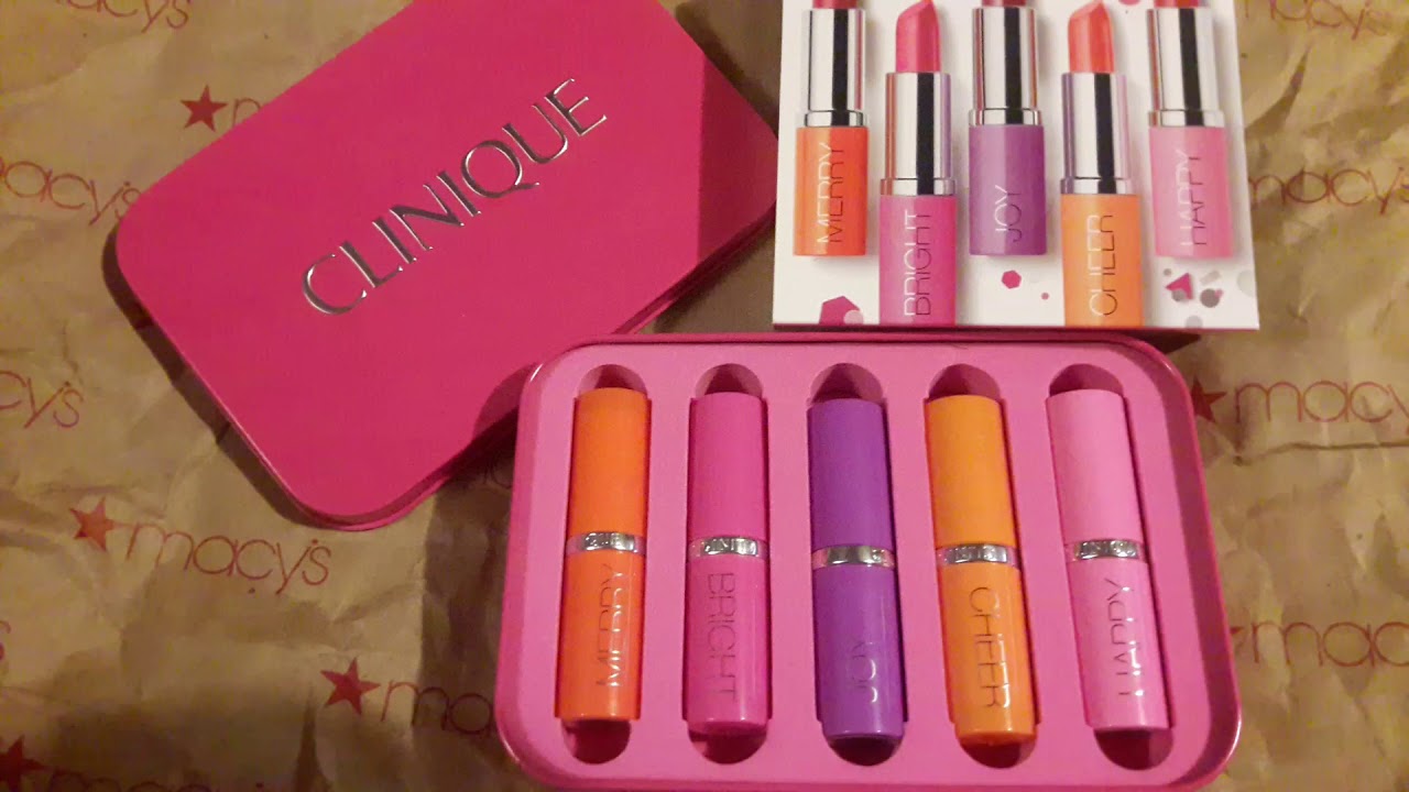 Clinique Pick your party set, Swatches: 5 full size lipsticks for $25 ...