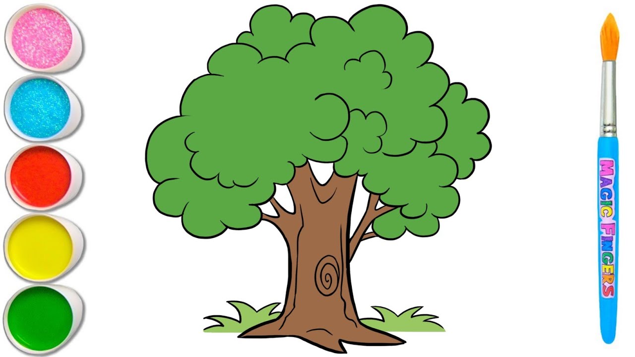 How to draw and color tree! Realistic Tree Drawing! Very easy method to ...