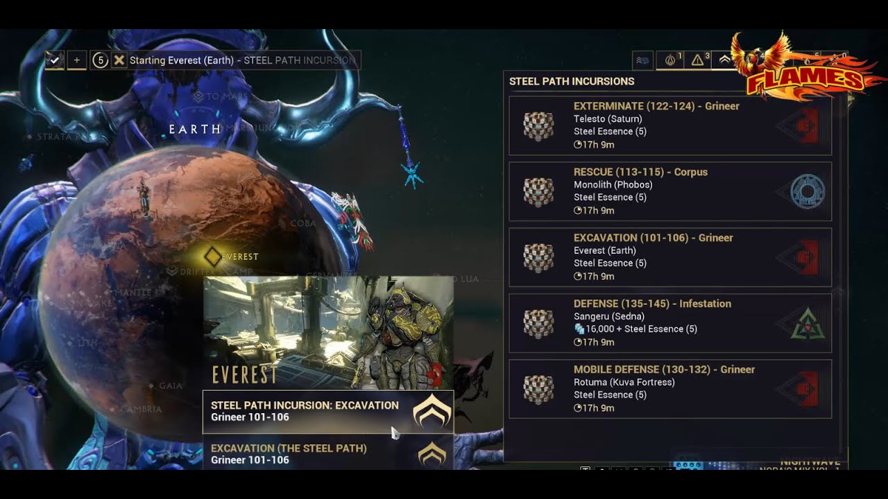 Warframe Steel Path Incursion Everest (Earth) Mission Excavation level ...