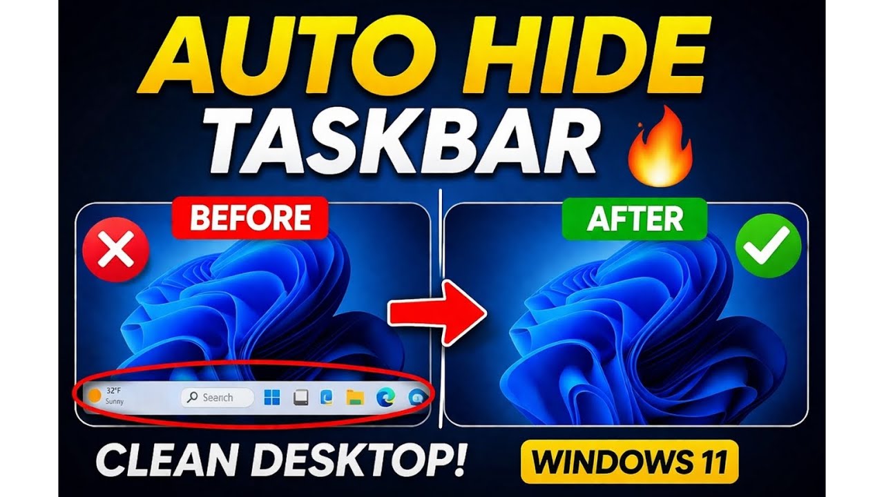 Auto Hide Taskbar in Windows 11 🔥 Clean Desktop in Seconds! - YouTube