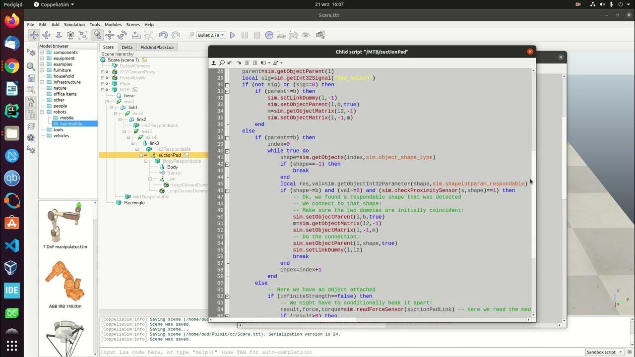 Coppelia Sim (V-REP) Scara Robot MTB simple pick and place - YouTube