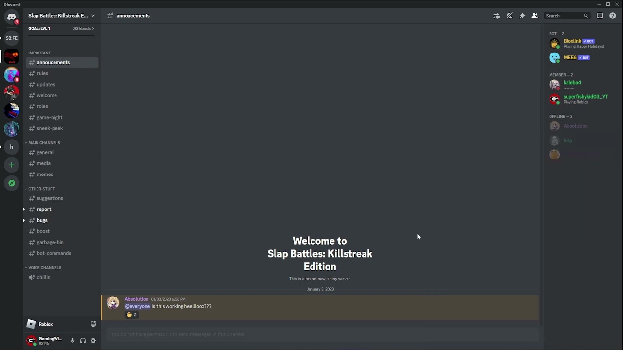 New Slap Battles Killstreak Edition Discord Server YouTube New Slap Battles Killstreak Edition Discord Server YouTube
