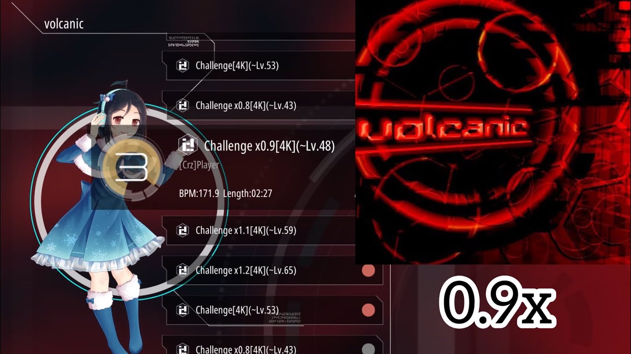 [Malody Mobile] volcanic δ 0.9x 94.39%! Lv.48 6,02* - YouTube