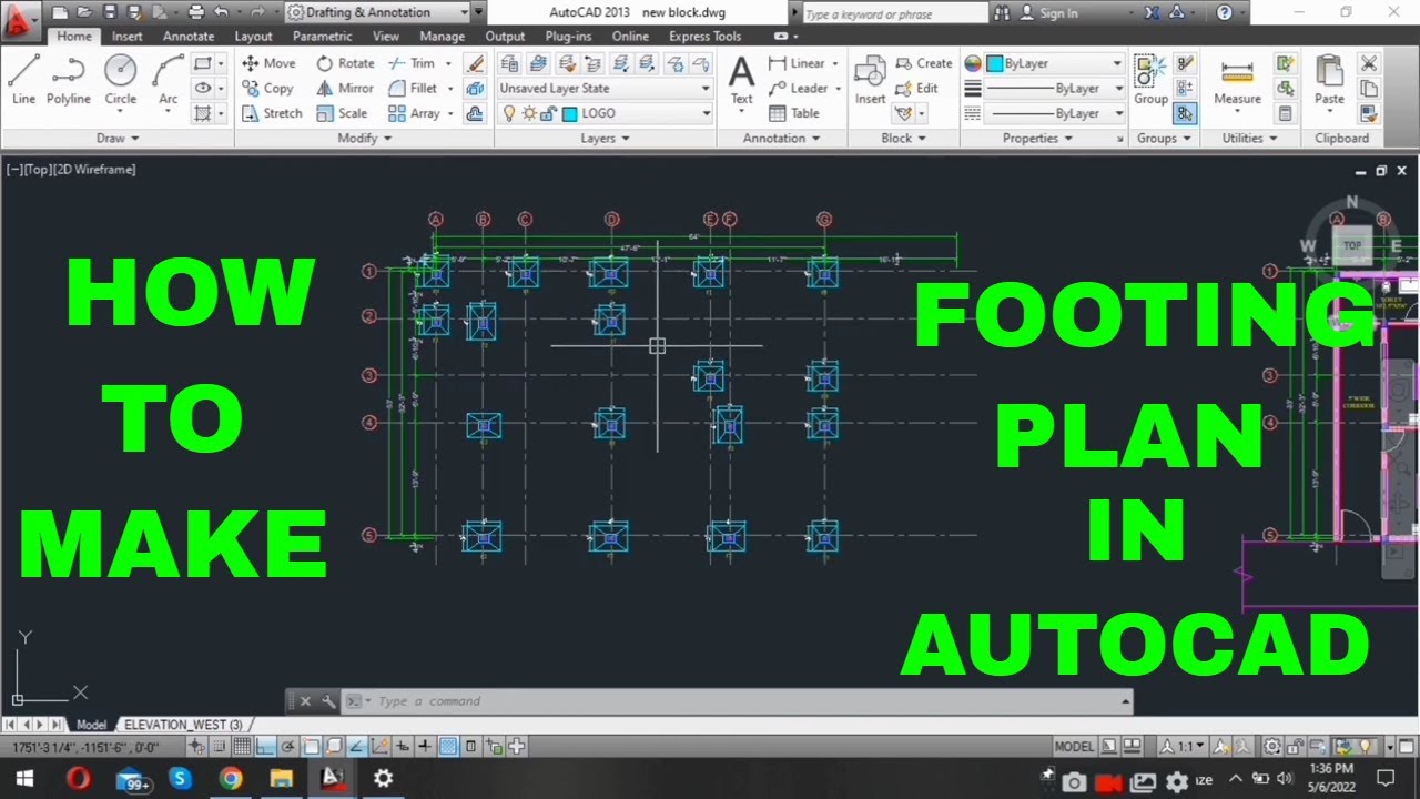 How to Make Footing Plan in Autocad I Footing drawing in Autocad ...