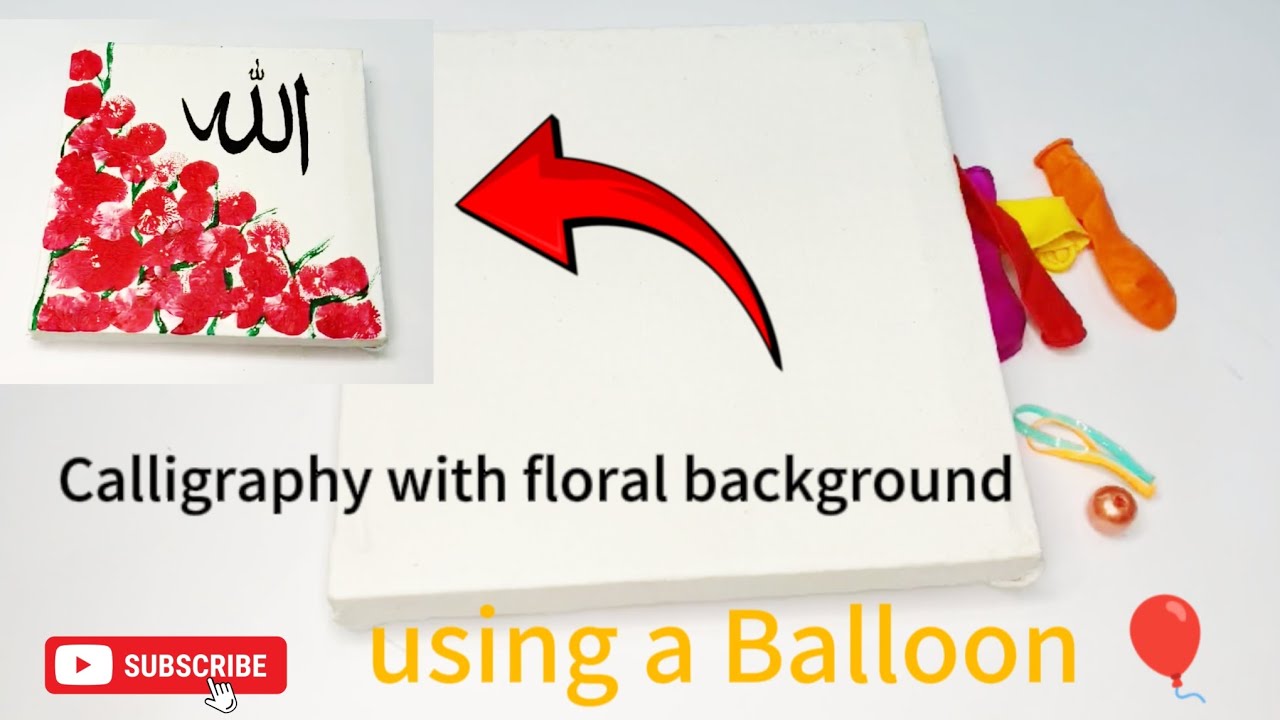 Easy floral painting using a Balloon 🎈 with calligraphy || Check ...