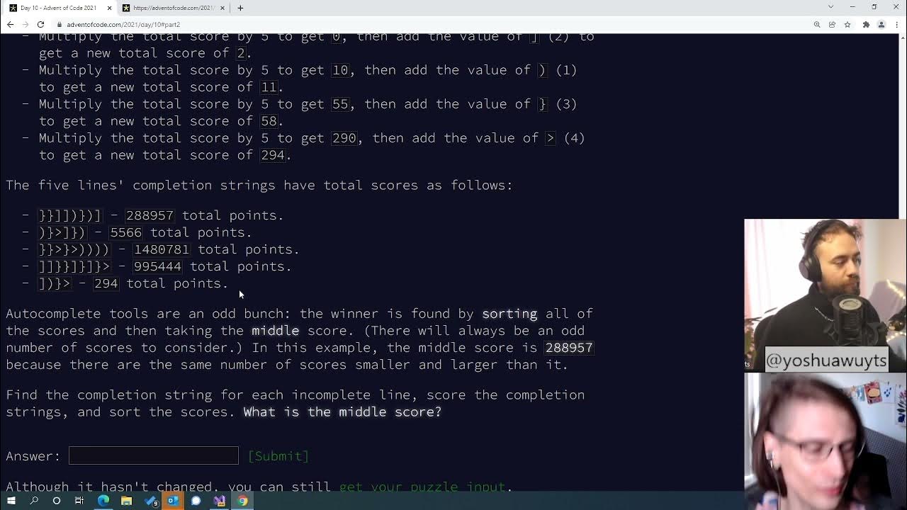 Advent of Code 2021 - Day 10 - YouTube