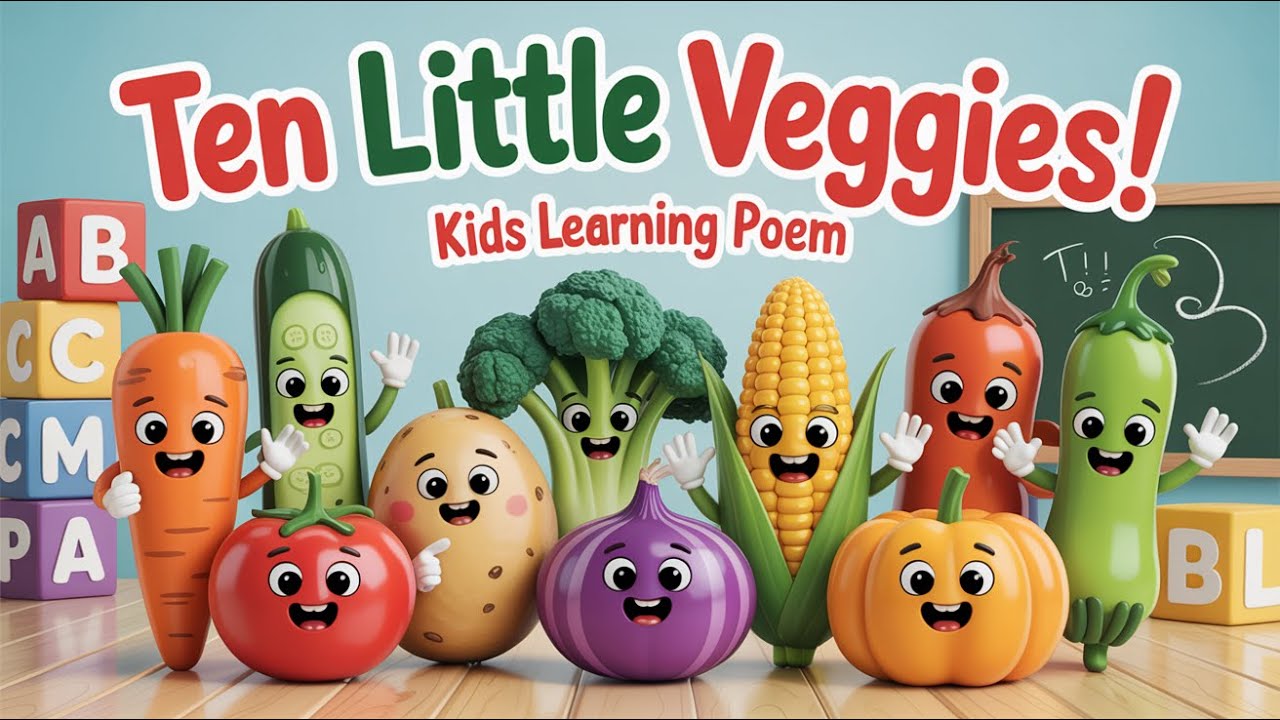 Ten Little Veggies 🥕🍅 | Kids Learning Poem & Fun Counting Song - YouTube