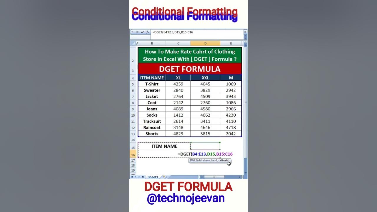 Conditional Formatting Dget Formula Shortfeed Excelshorts Advanceexcel Youtube