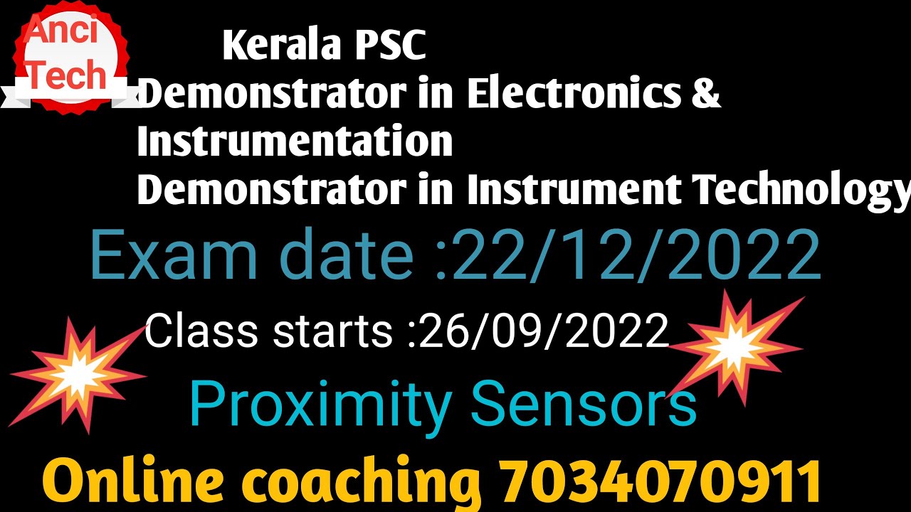 Kerala PSC Demonstrator in electronics &Instrumentation proximity sensors (Module 1) - YouTube