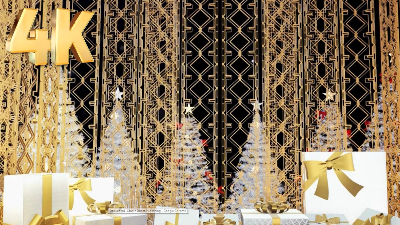 Christmas Presents And Gold Trees Background, Festive Holiday Season ...