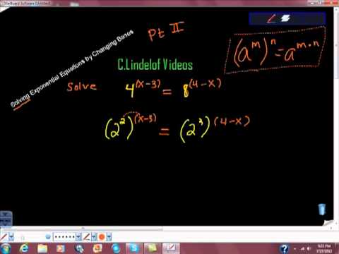 Solving Exponential Equations by Changing Bases Pt II - YouTube
