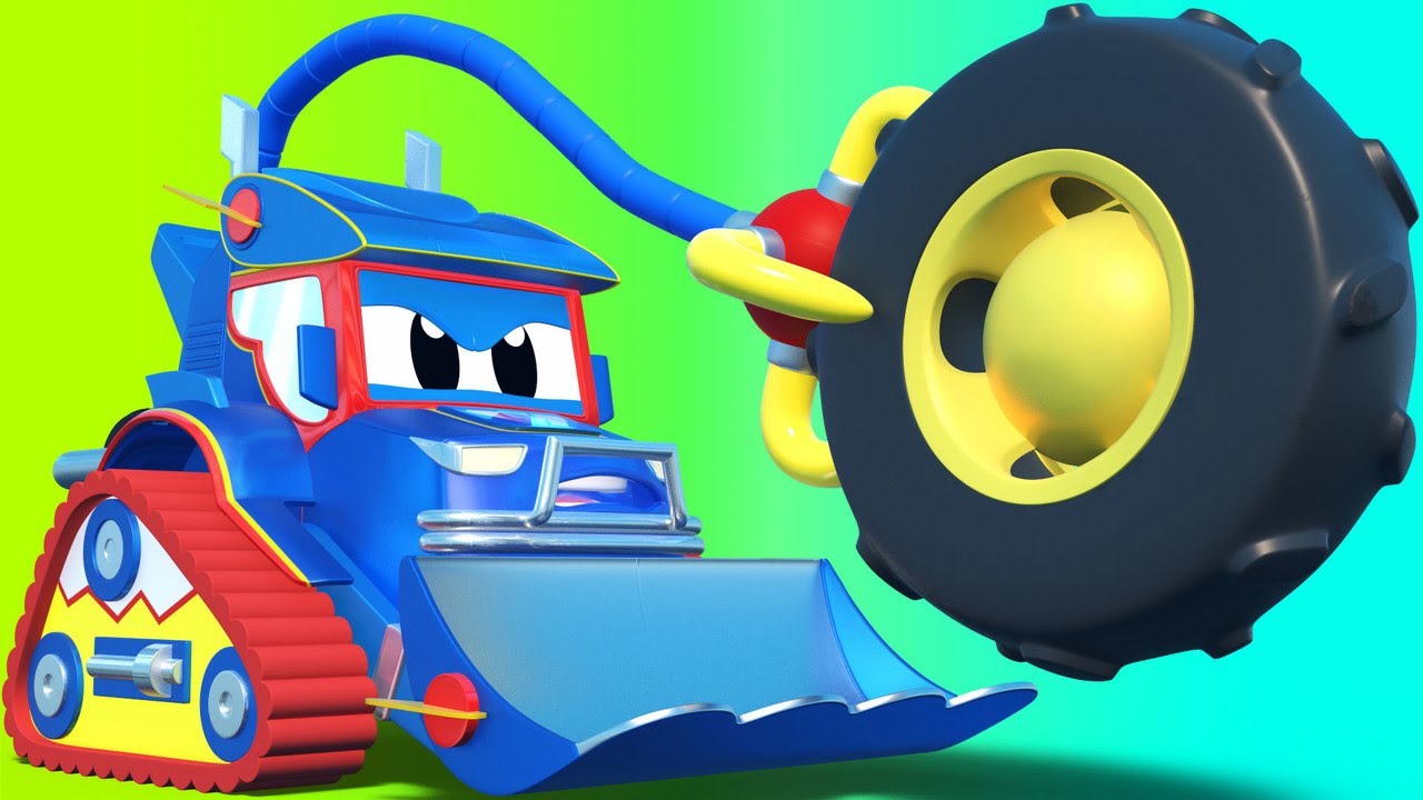 Super Truck - SUPER BULLDOZER chases tires - Car City - Truck Cartoons ...