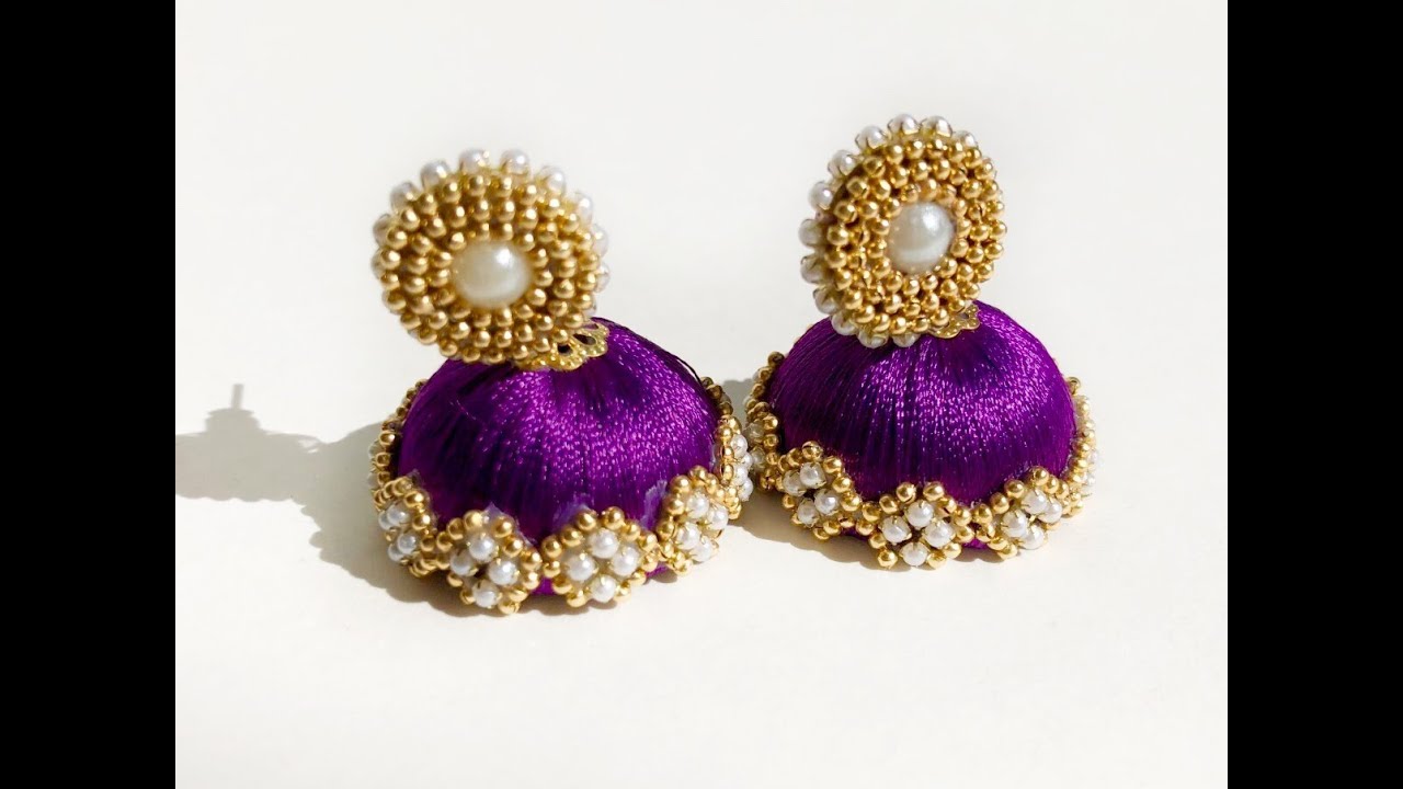 DIY || how to make silk thread pearl earrings at home - YouTube