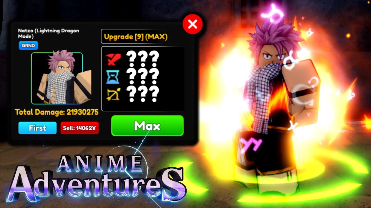 MAX LVL *UNIQUE* NATSU SHOWCASE IN ANIME ADVENTURES ROBLOX - YouTube