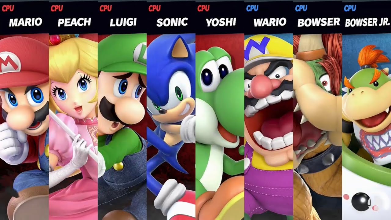 Super Smash Bros. Ultimate - Mario Bros Team Battle & Sonic vs Mario ...