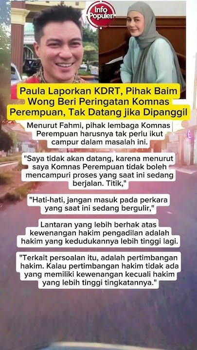 Pihak Baim Wong tidak akan datang jika dipanggil Komnas Perempuan #baimwong #paulaverhoeven # ...