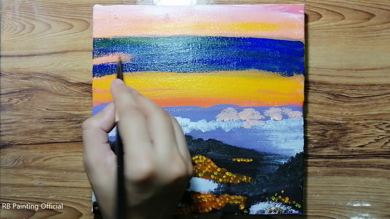 Cityscape acrylic painting | Daily challenge #94 | RB Painting Official ...