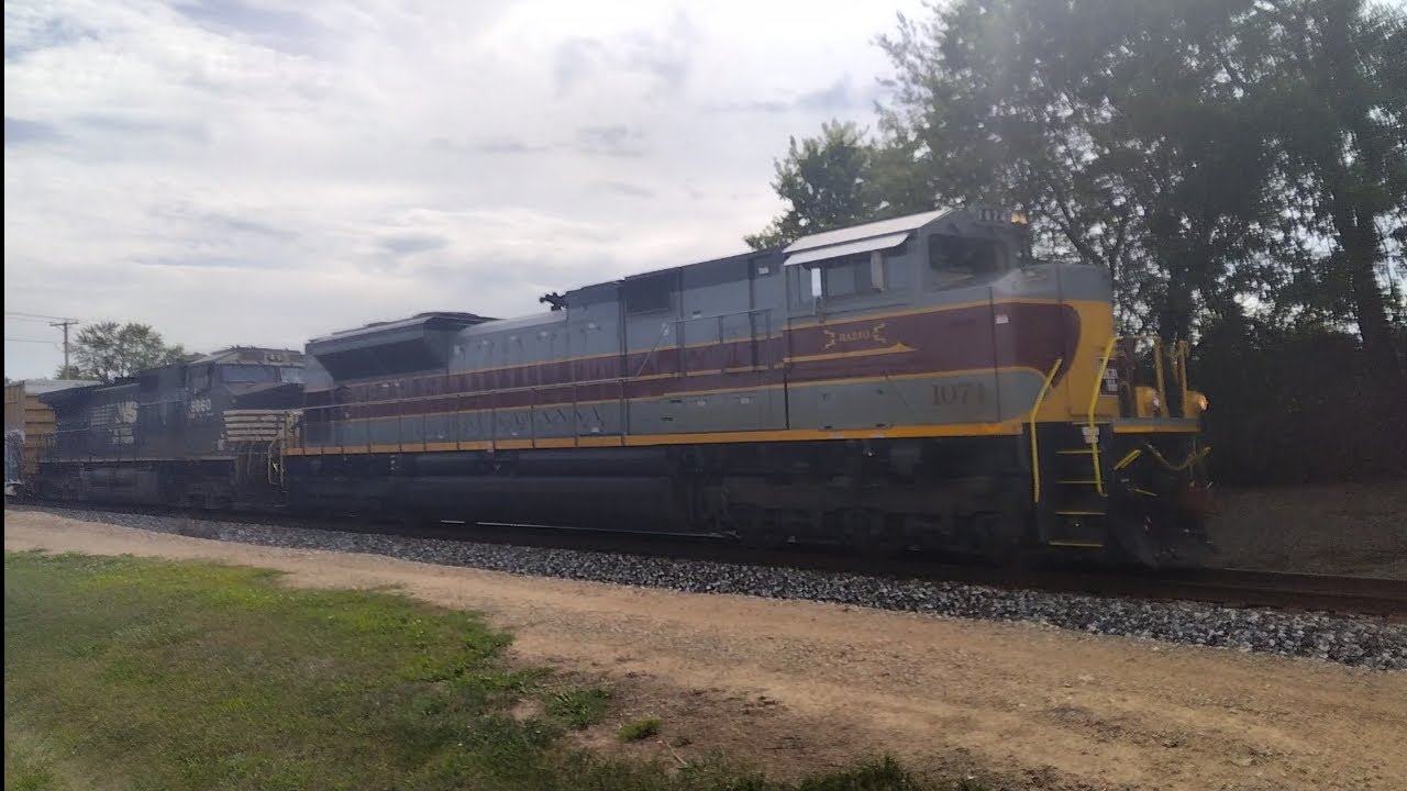 NS 142 With NS 1074 (Lackawanna Heritage Unit) leading and a Rear DPU. - YouTube