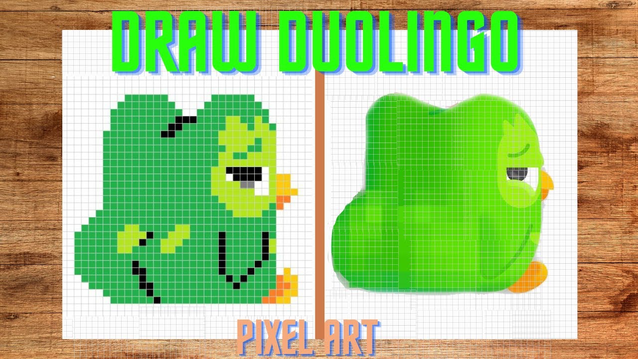 Duolingo Pixel Art on Grid Paper Tutorial | Easy Drawing with ...