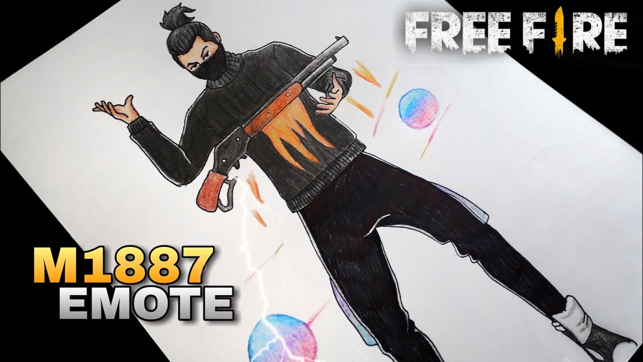Evo M1887 Emote Drawing || Freefire Drawing || Kaku Arts - YouTube