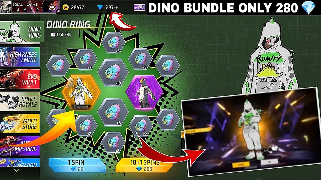 New Event Dino Bundle Spin | Only 280 💎 Diamond Mein निकल गया 🤯🥳 | Free ...