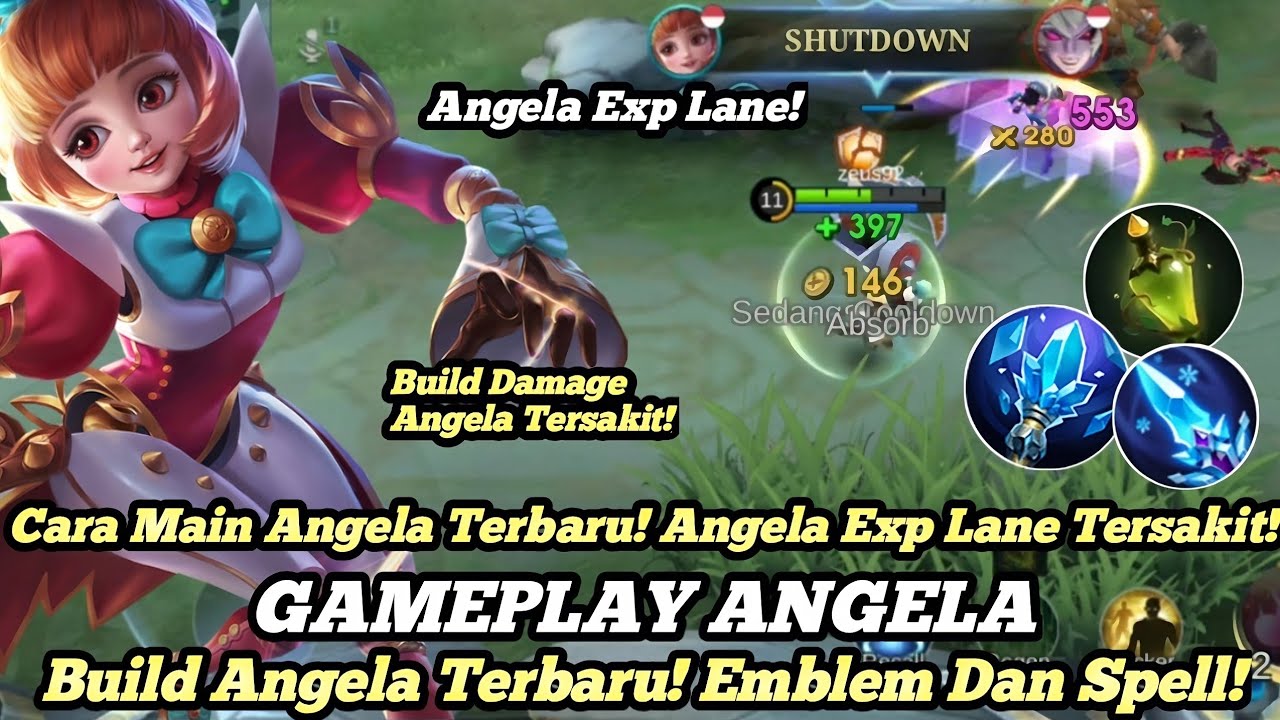 GAMEPLAY ANGELA EXP LANE! CARA MAIN ANGELA TERSAKIT! BUILD ANGELA ...