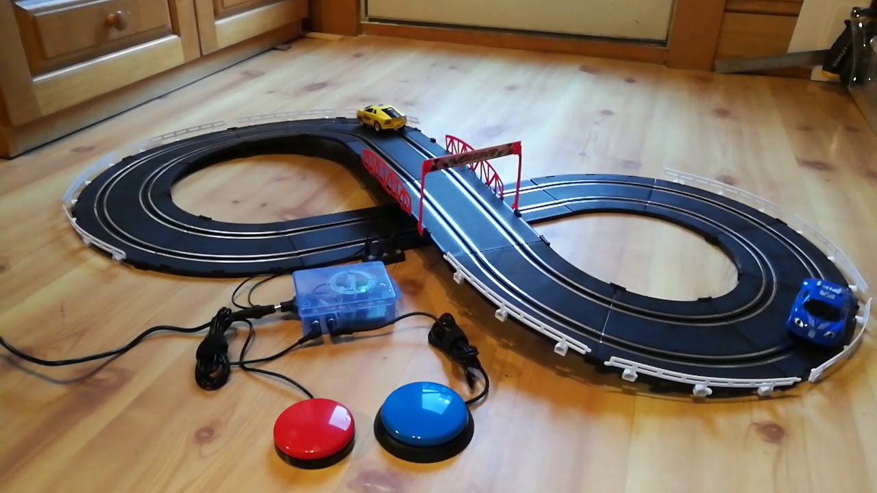 Switch Adapted Slot Cars (timed and with slow down) - YouTube