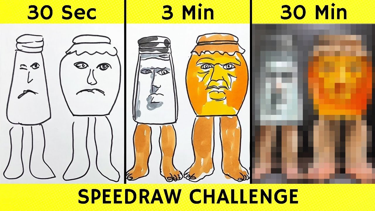 Drawing GARAM MARARAM & MADU DUNG DUNG in 30 sec, 3 min, and 30 min ...