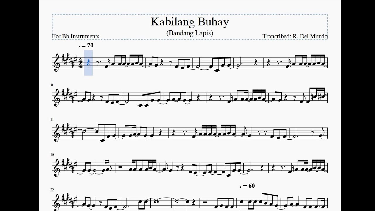 Kabilang Buhay – Trumpet and Bb Sheet Music and Minus One Instrument ...
