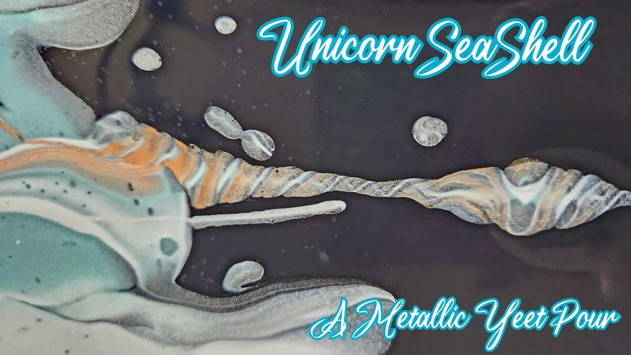 Unicorn SeaShell 🐚 Gorgeous Acrylic Metallic Yeet Pour with Unicorn ...