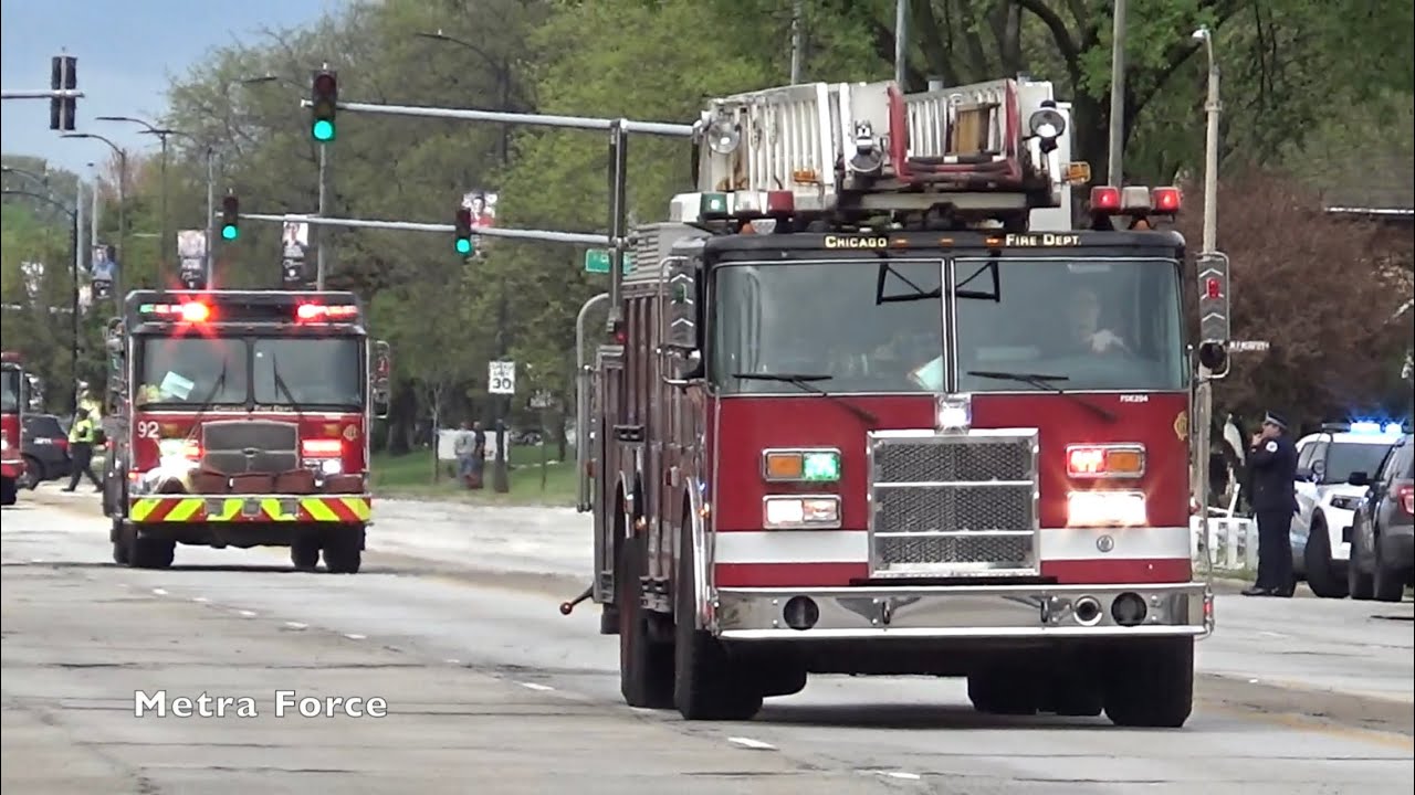 Chicago Fire Dept Truck 45 (Spare) & Engine 92 Responding - YouTube