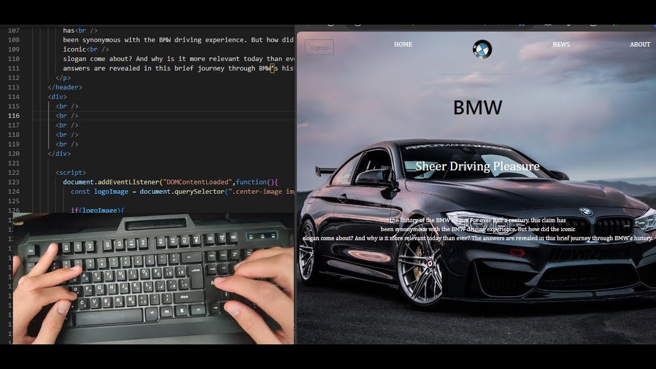 create bmw headerpage with html css bootstrap javascript - YouTube