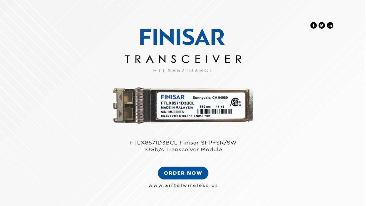 FTLX8571D3BCL Finisar Transceiver - YouTube