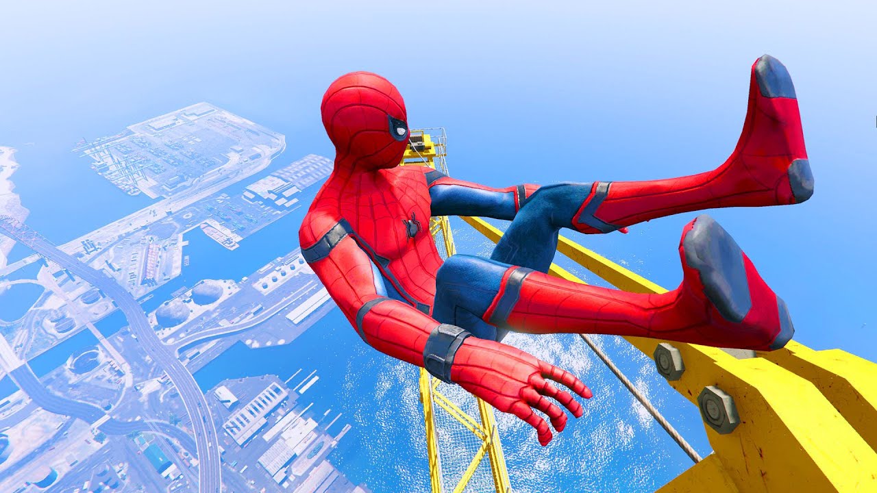 GTA 5 - SpiderMan Jumping Falling/Euphoria Ragdolls (Spider-Man, Fail ...